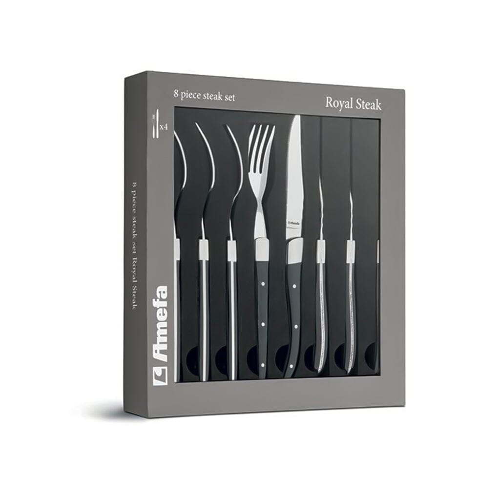 Amefa - Royal Steak 8-delige Steakmessenset - Zwart – KookGigant
